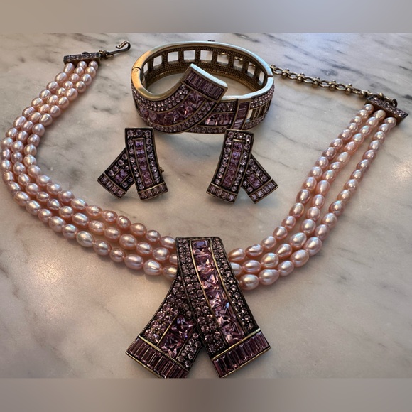 Heidi Daus | Jewelry | Heidi Daus Elegant Pink And Purple 3 Piece ...